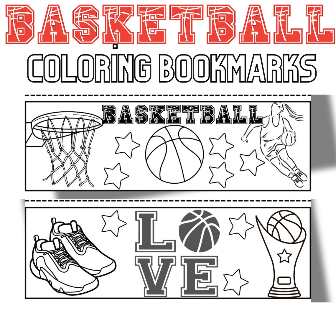 Printable Basketball Coloring Bookmarks Set of 4 Fun & Creative Designs ...