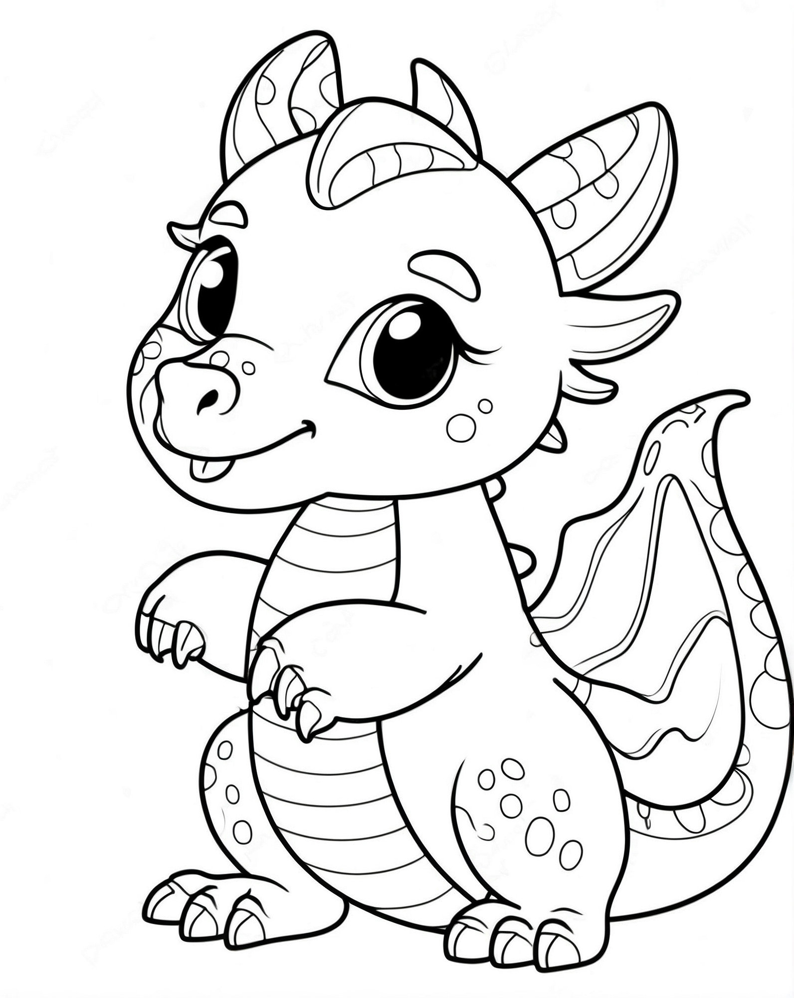 Cute Baby Dragon Coloring Pages for Kids | 16 Pages | Dragon Coloring ...