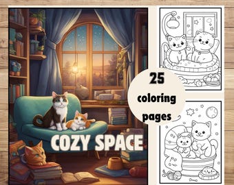 Cozy Spaces Coloring Pages, Cozy Place Coloring Pages for Kids and ...