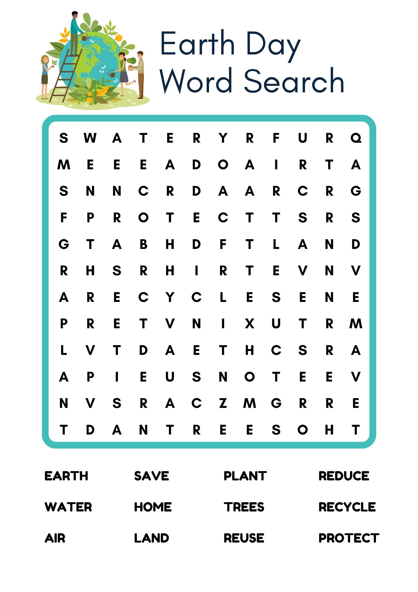 Earth Day Word Search Puzzle | Fun & Educational Activity for Kids ...