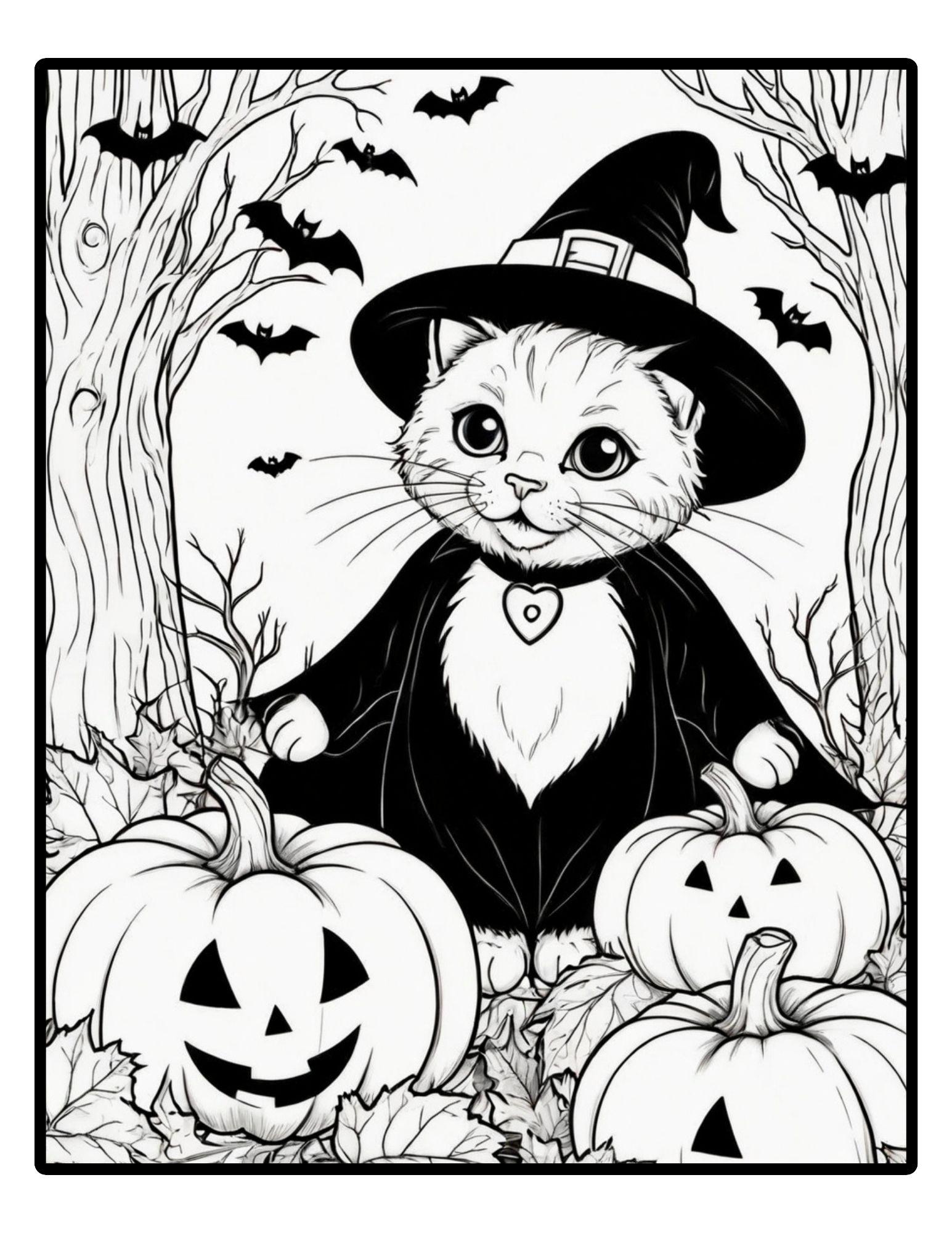 Halloween Animal Coloring Pages | 24 Unique Sheets | Cat | 8 Page Bonus ...