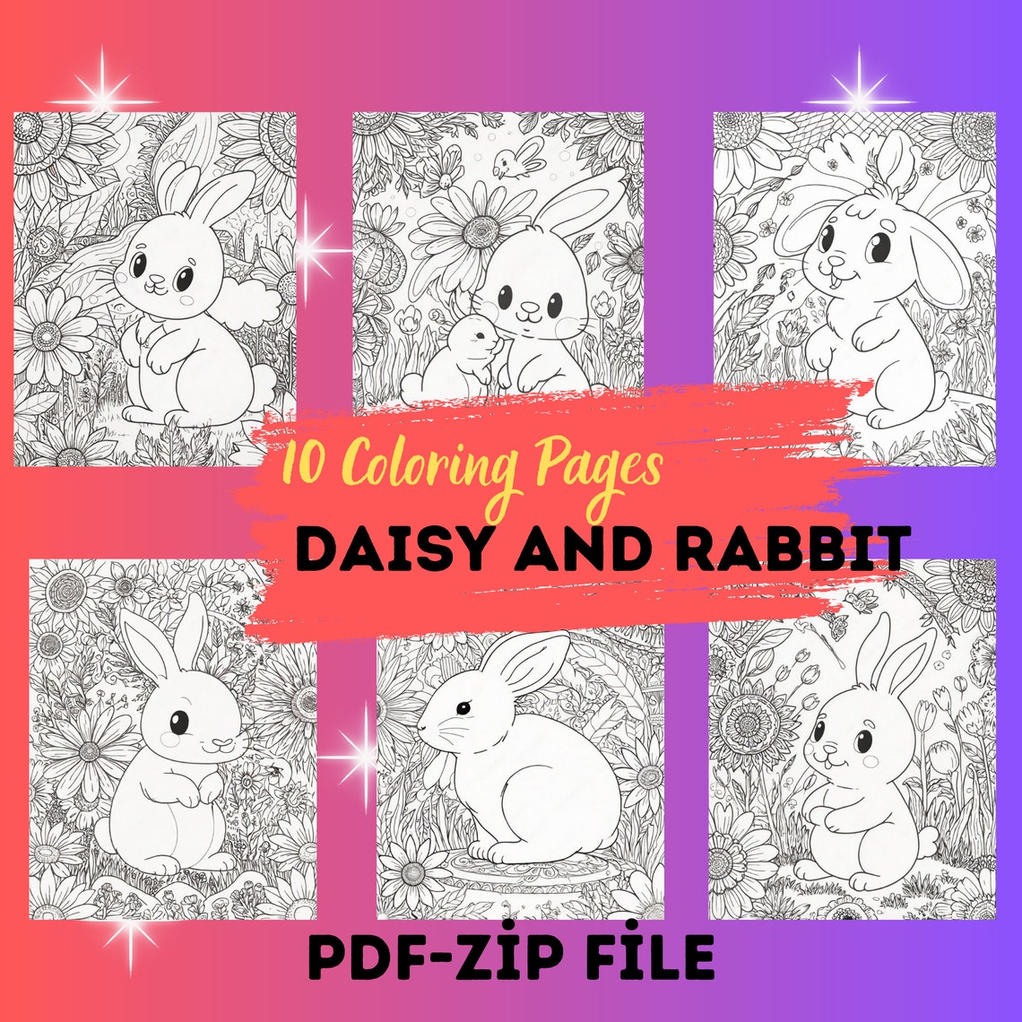Daisy and Rabbit Coloring Book: Cute and Fun Coloring Pages for Kids - Etsy