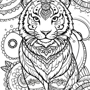 Tiger-themed Mandala Coloring Pages | Instant Download Printable Art ...