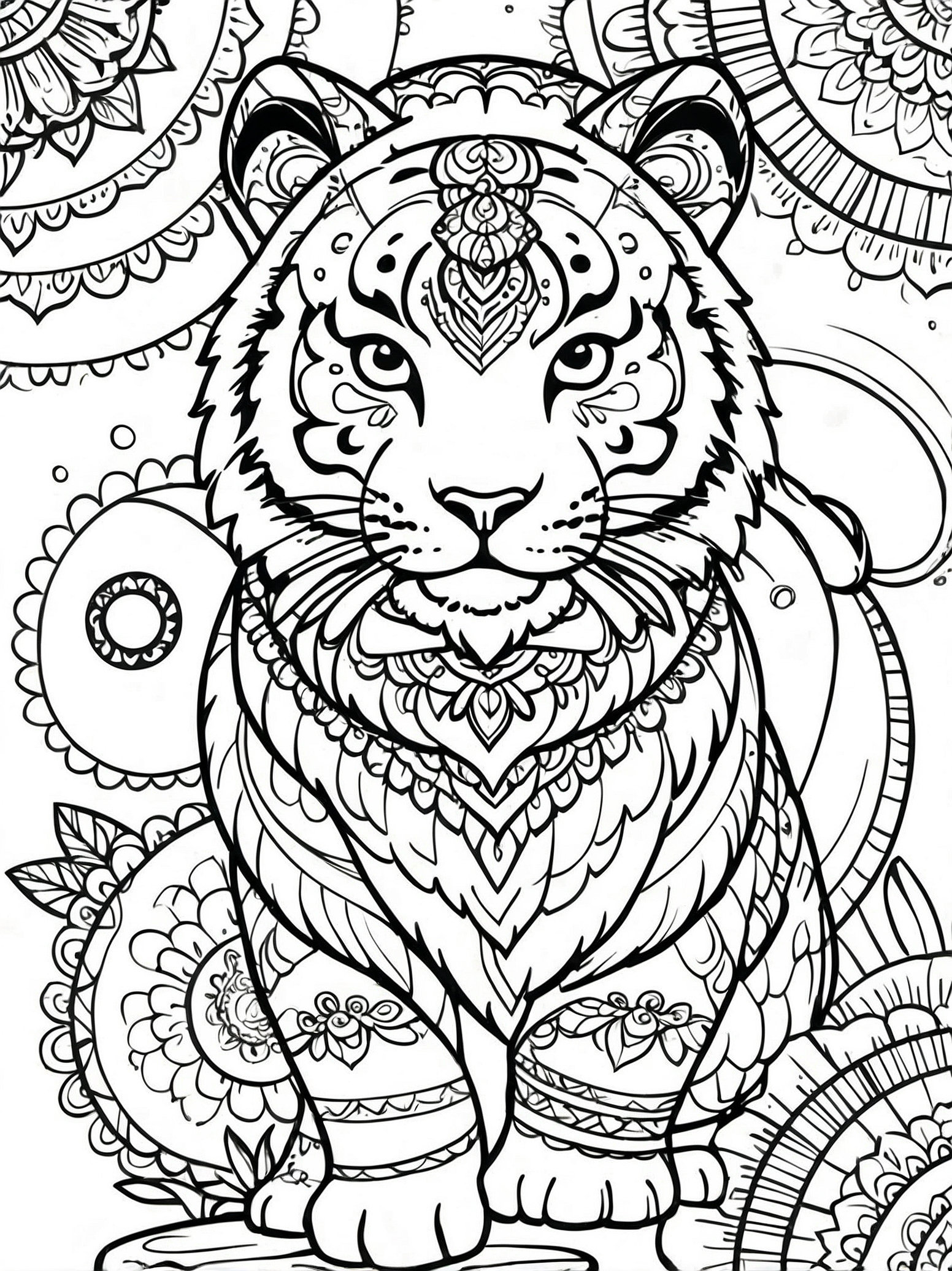 Tiger-themed Mandala Coloring Pages | Instant Download Printable Art ...
