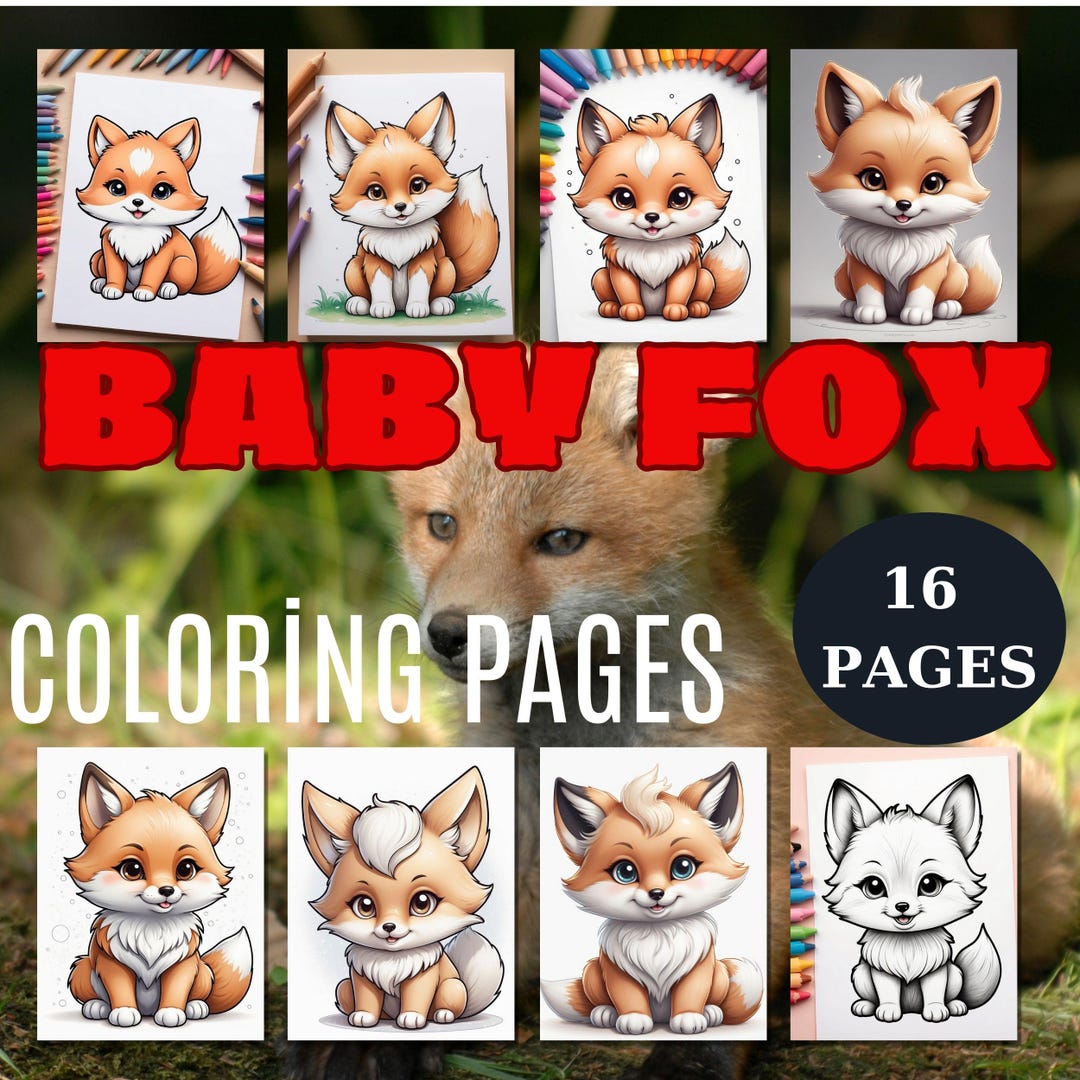Baby Fox Coloring Pages | Cute Fox Cub Printable Coloring Book | 16 ...