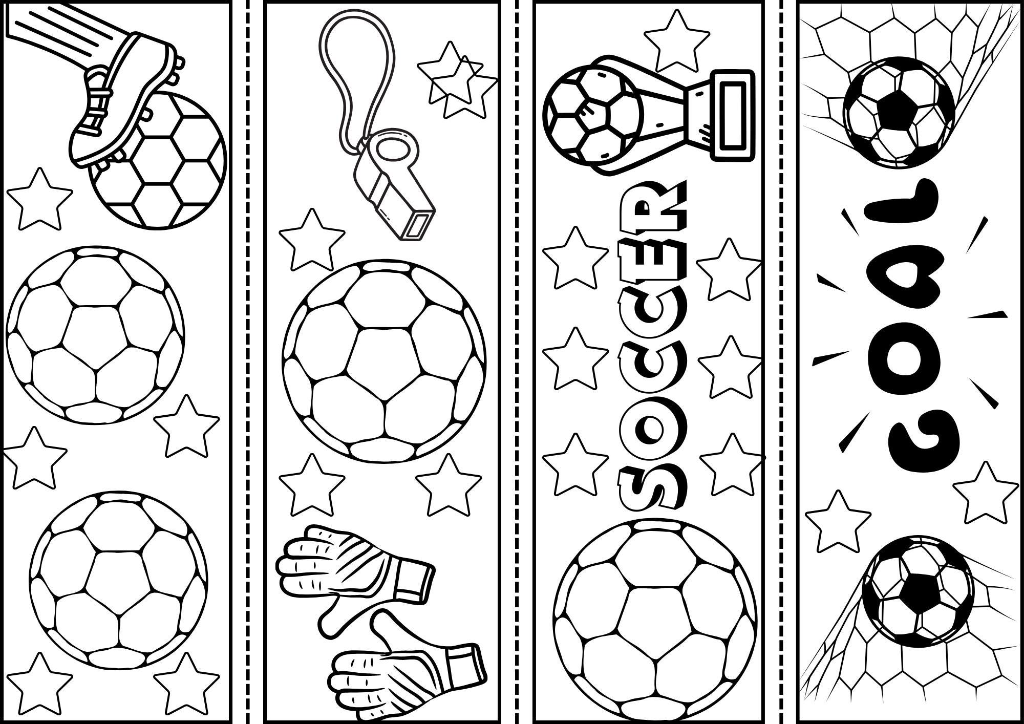 Printable Soccer Coloring Bookmarks - Set of 4 Fun & Creative Designs ...