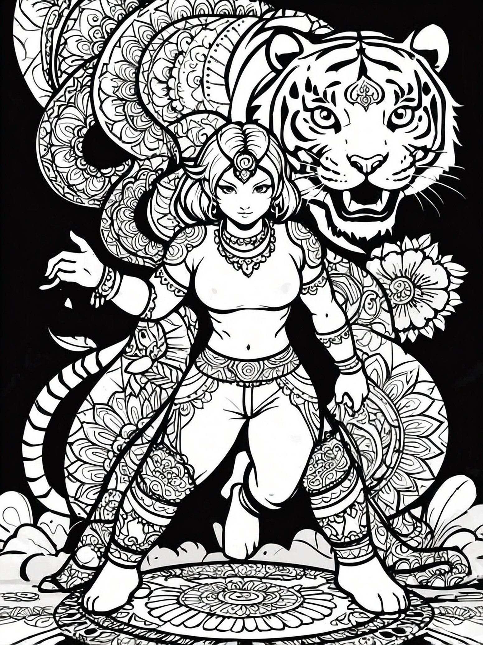 Tiger-themed Mandala Coloring Pages | Instant Download Printable Art ...