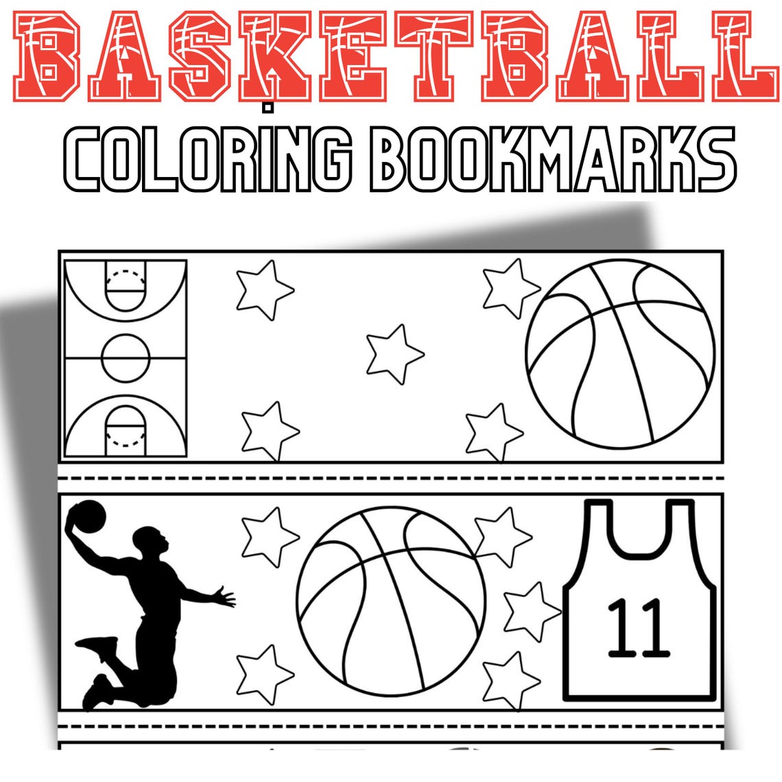 Printable Basketball Coloring Bookmarks Set of 4 Fun & Creative Designs ...