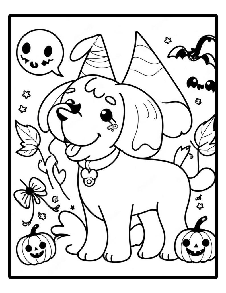 Halloween Animal Coloring Pages | 30 Unique Sheets | Dog - Etsy