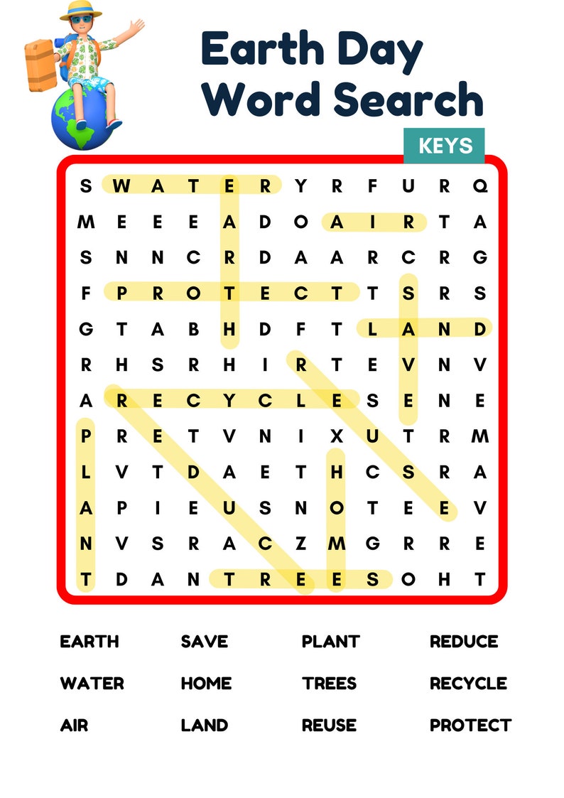 Earth Day Word Search Puzzle | Fun & Educational Activity for Kids ...