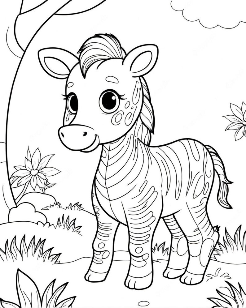 Cute Baby Zebra Coloring Pages for Kids - 16 Pages - Etsy