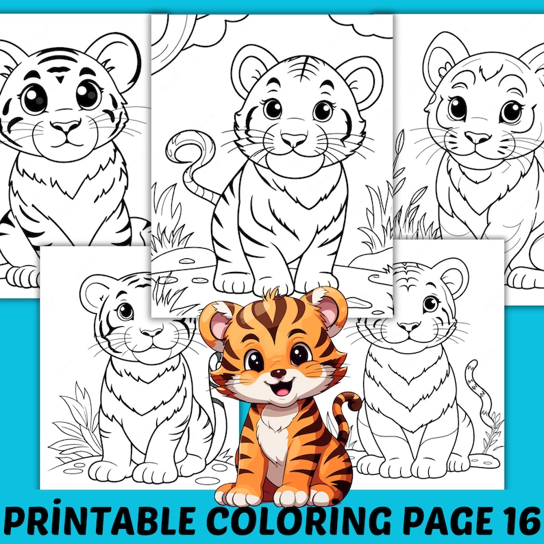 Cute Baby Tiger Printable Coloring Pages - Perfect for Kids - Etsy