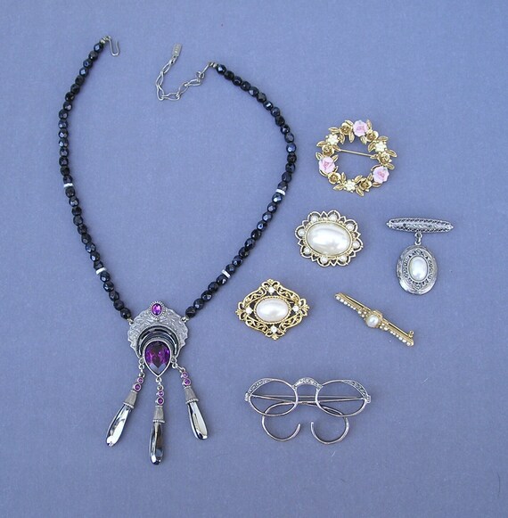 Vintage 1928 Designer Pins Necklace Lot Locket Pin | Etsy