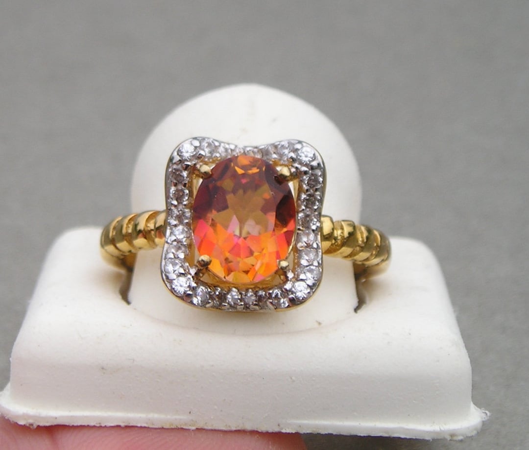 Gold Over Sterling 925 Sunset Azotic Topaz Mystic Ring Chuck Clemency ...