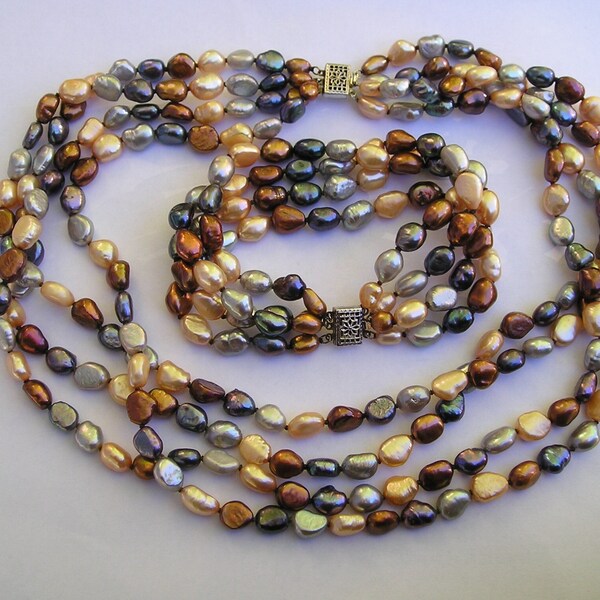 Multi Strand Pearl Necklace - Etsy