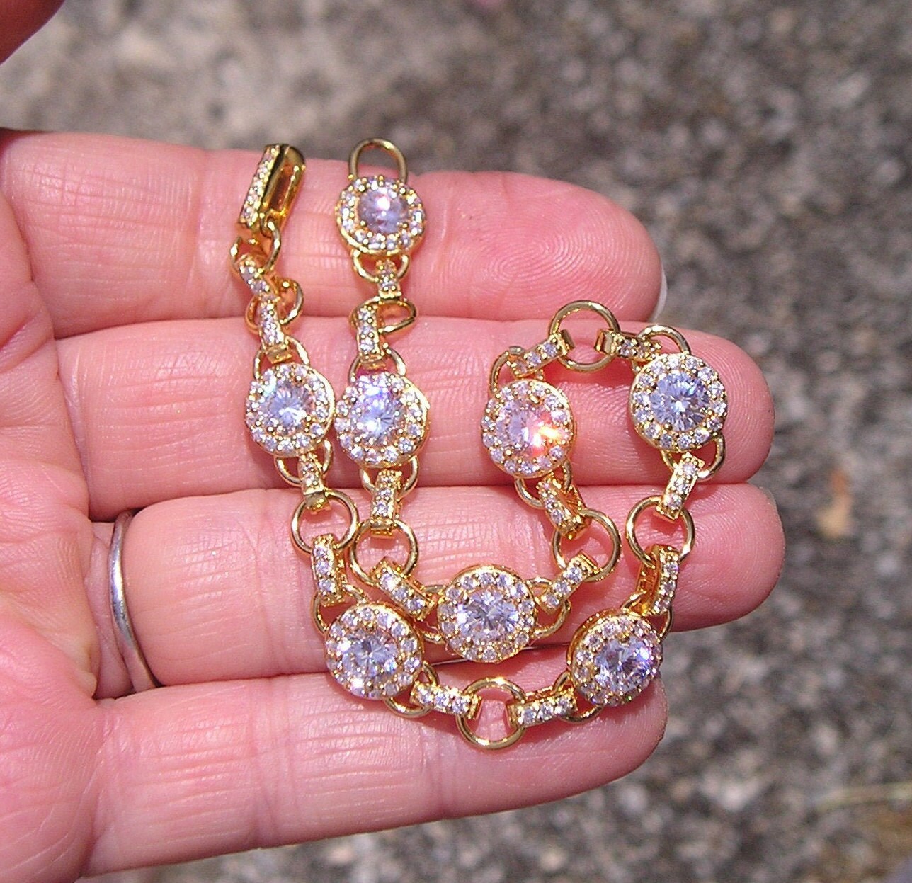 Gold Over Sterling 925 Cubic Zirconia CZ PAJ Link Bracelet - Etsy UK