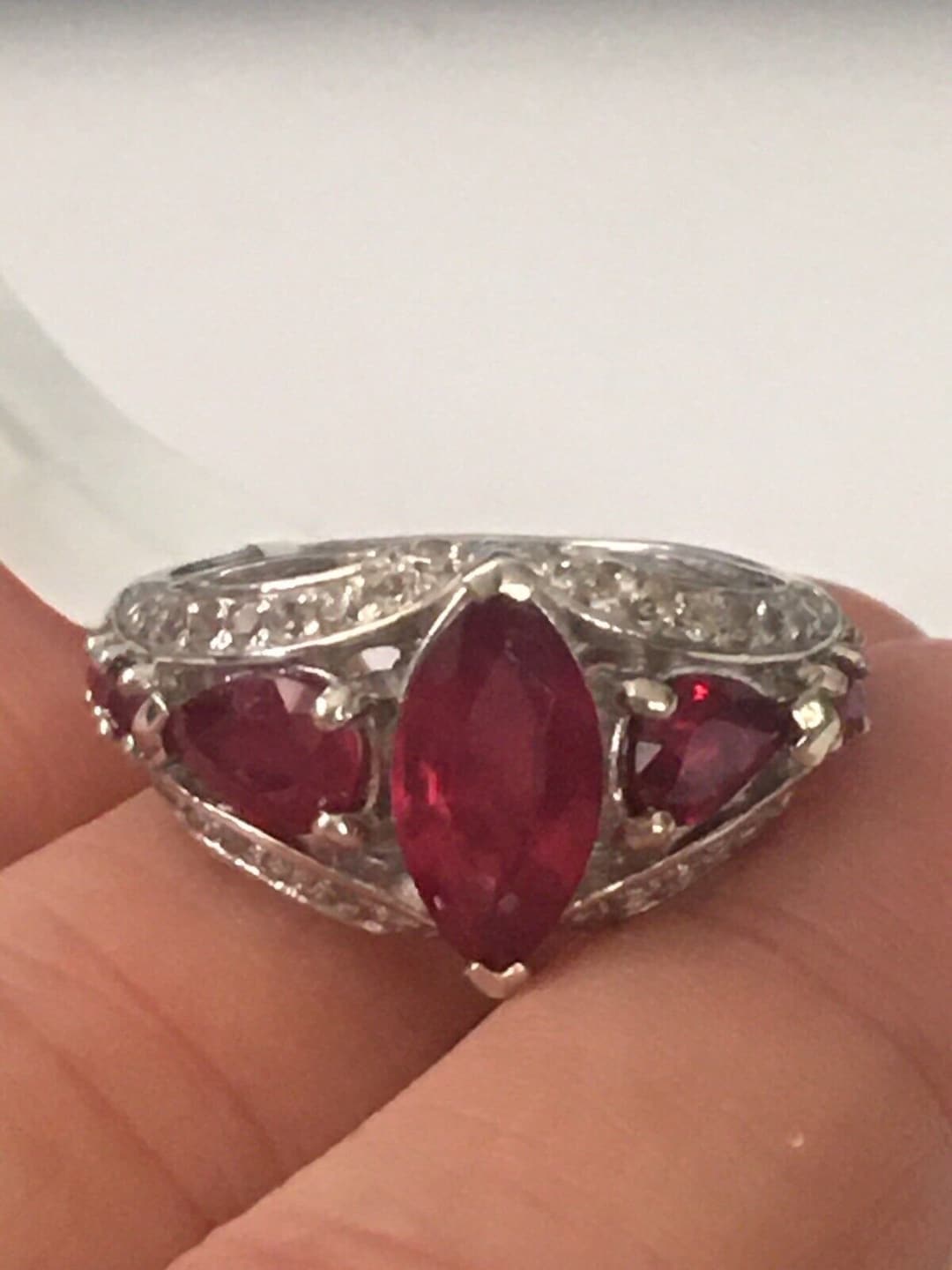 Beautiful Chuck Clemency Sterling 925 STS Red & Clear Gemstone Ring ...