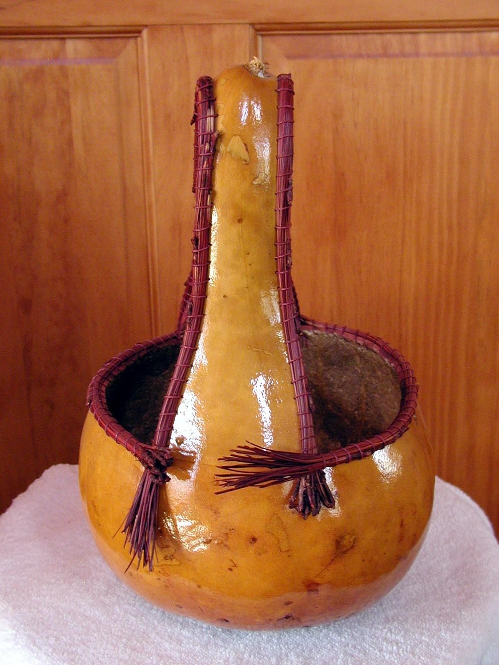 Natural Large Basket Gourd With Burgandy Pine Rim - Etsy