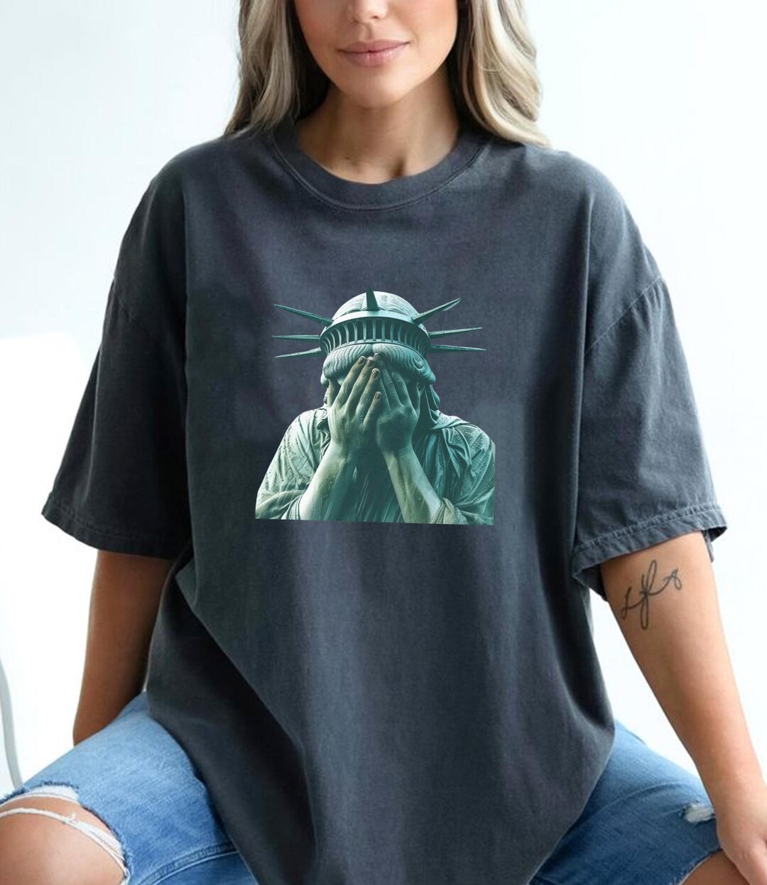 Crying Lady Liberty T-shirt, Lady Liberty Shirt, Disappointed Statue ...