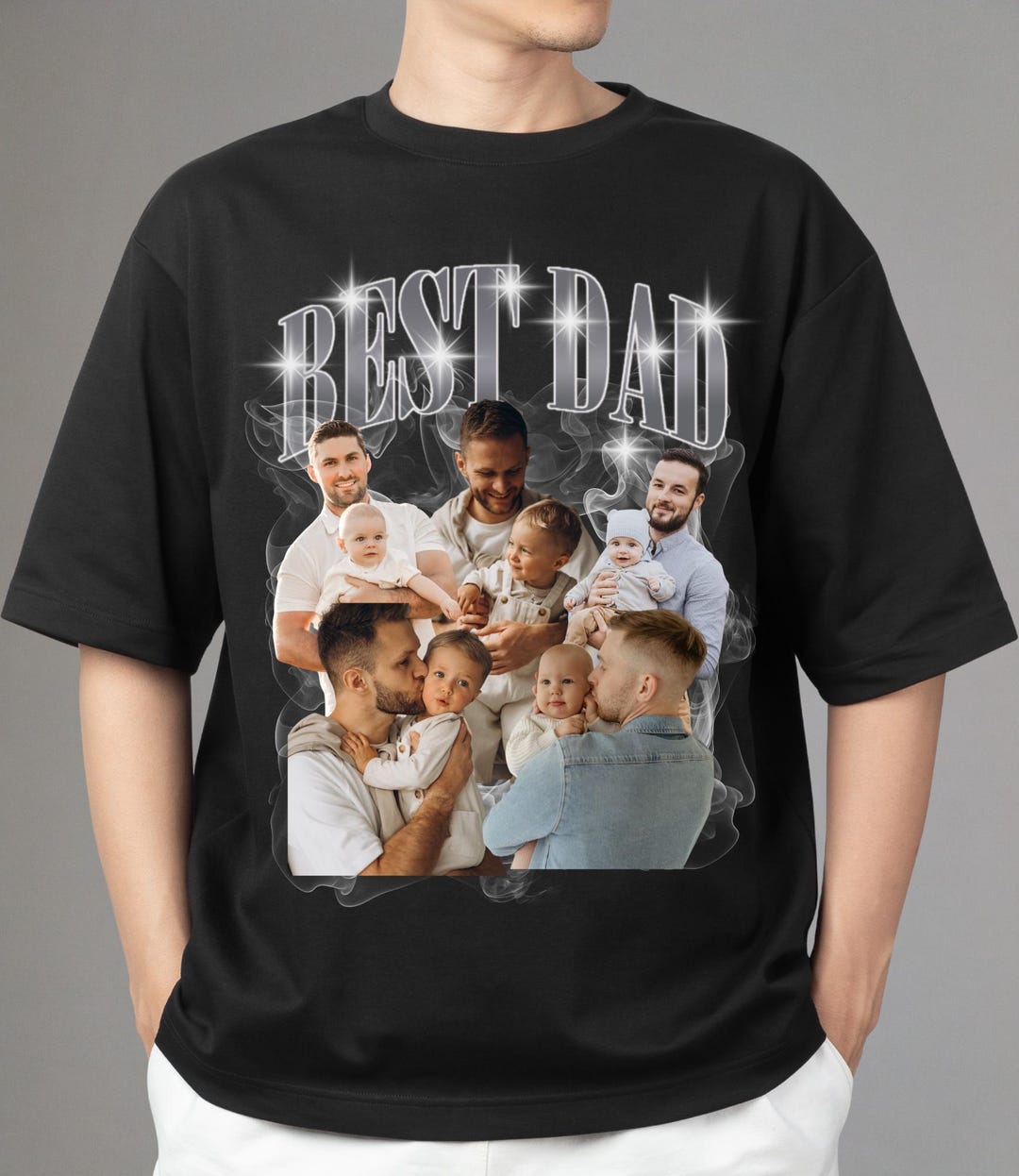 Customized Dad Photo Bootleg Shirt, Best Dad Ever Shirt, Custom Bootleg ...