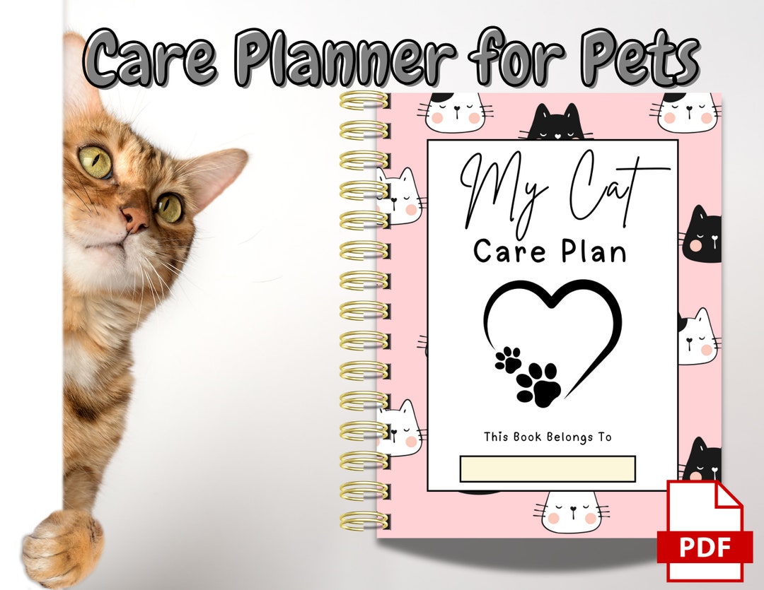 Cat Care Plan, Pet Planner, Minimalist Design, Cat Owner Log, Pet ...