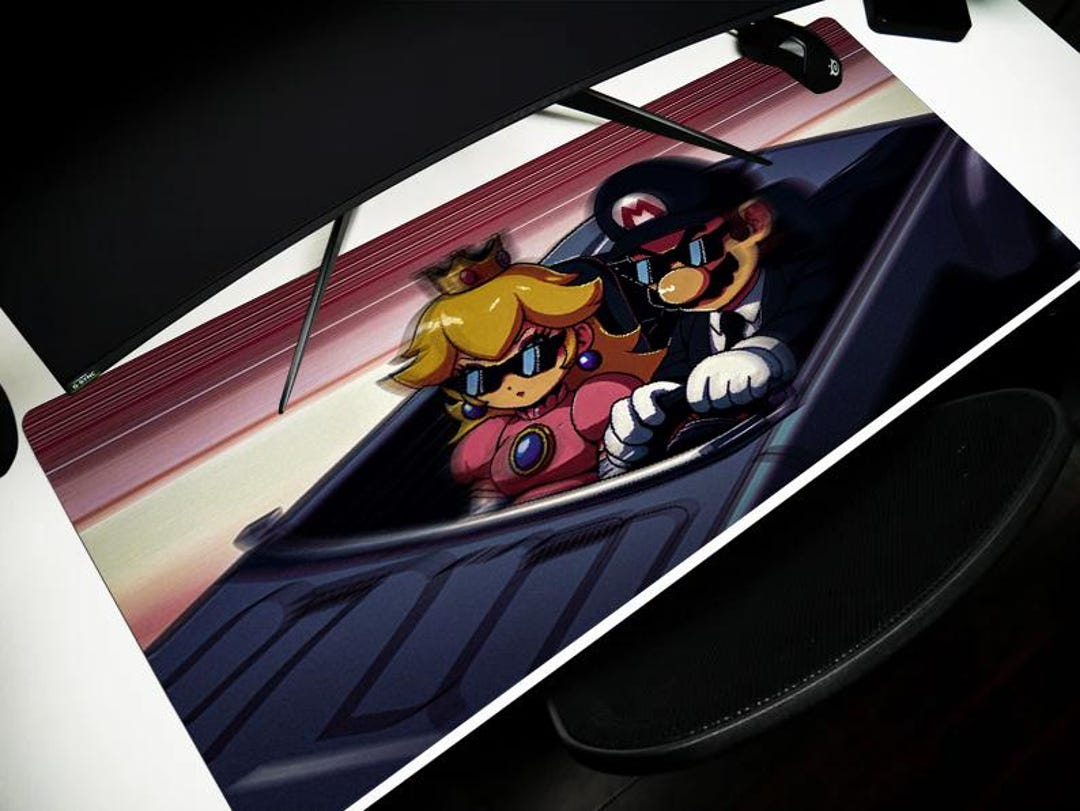 Duo Ride Mario and Peach Fast Driving Mouse Pad Gaming - Etsy