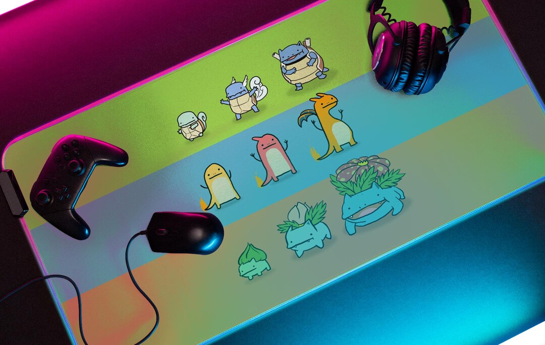 Starter Pokemon Mouse Pad Charmander Bulbasaur Squirtle Mouse Pad Led ...