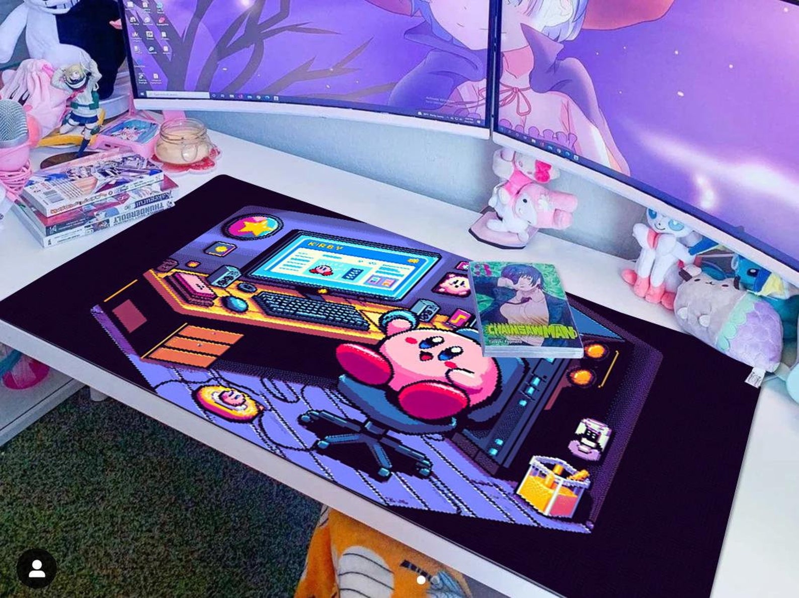 Kirby Mouse Pad Gaming Kawai in His Room Desk Mat Xxl and Led Option ...