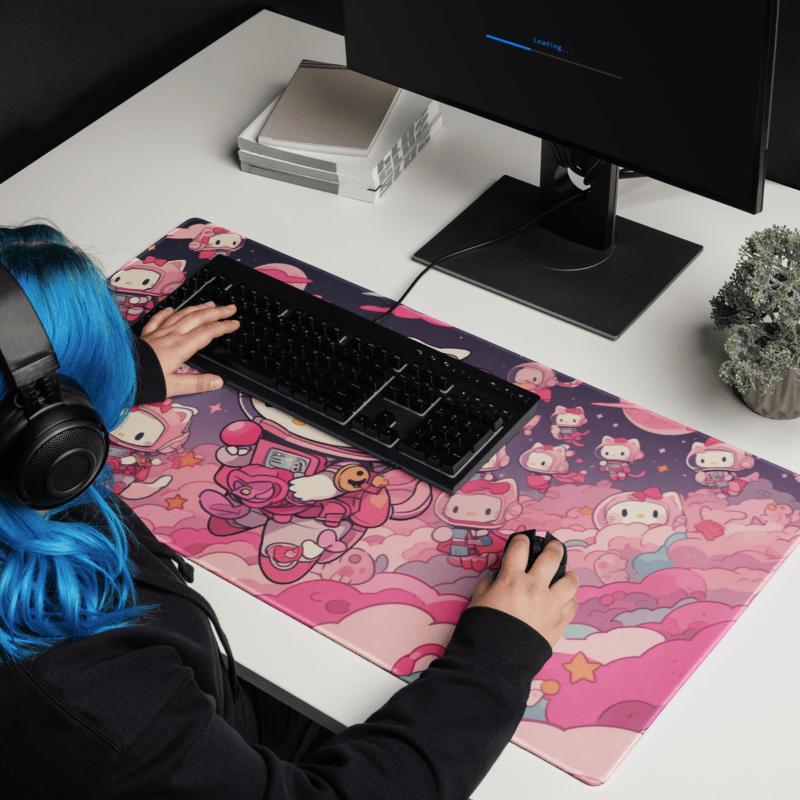 Hello Kitty Astronaut Pink Kawaii Mouse Pad Led and Desk Mat for Cute ...