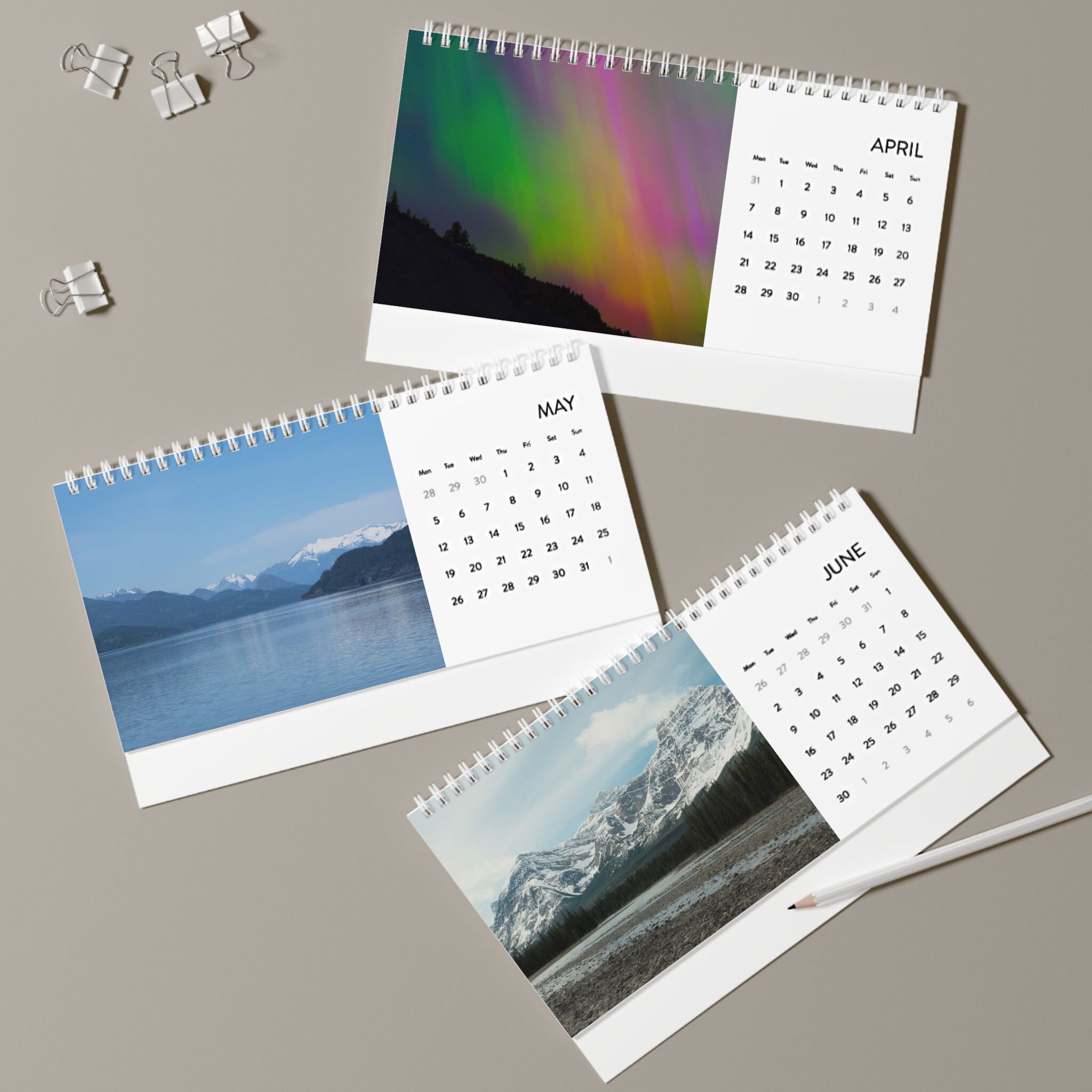 LANDSCAPE Desk Calendar 2025 Grid - Etsy