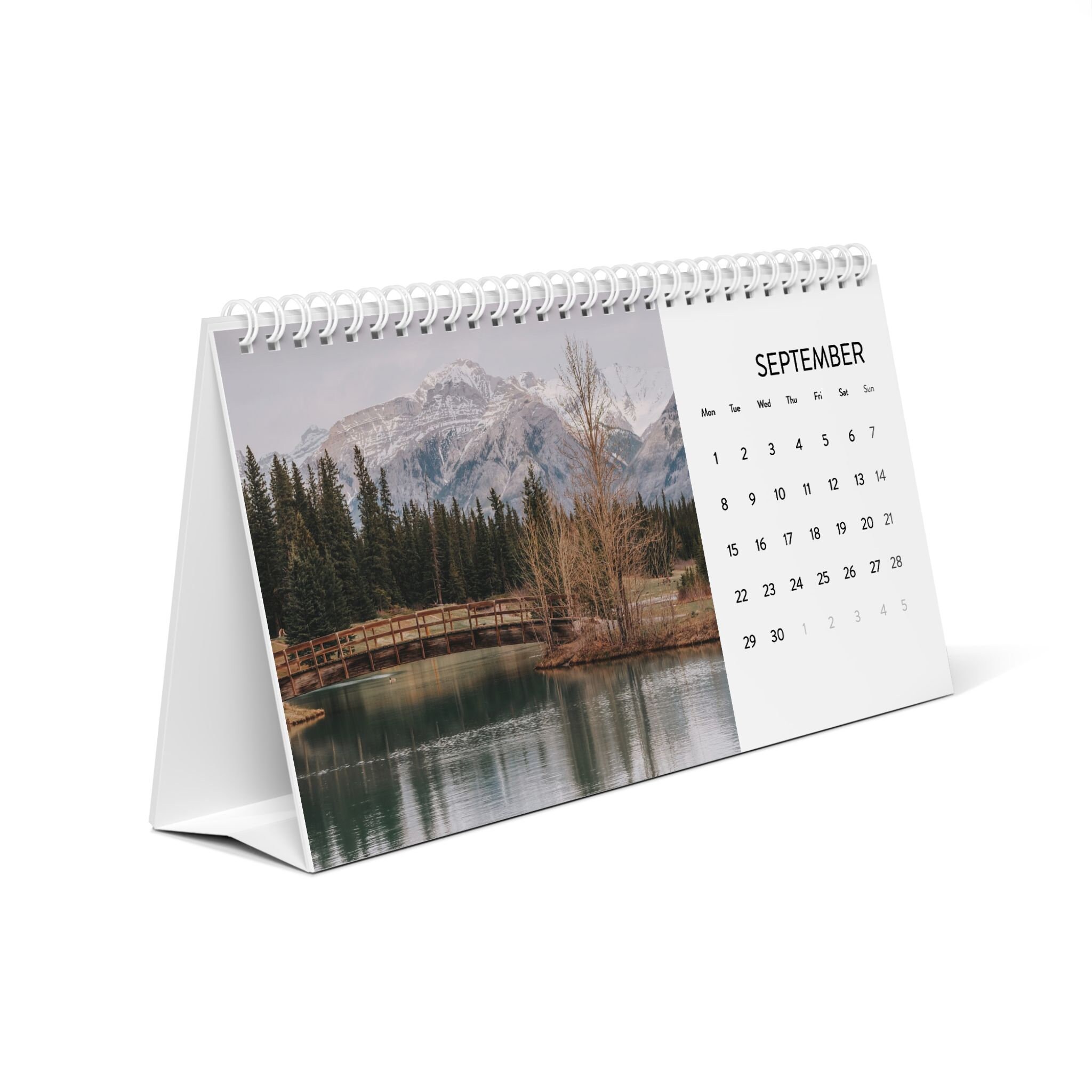 LANDSCAPE Desk Calendar 2025 Grid - Etsy