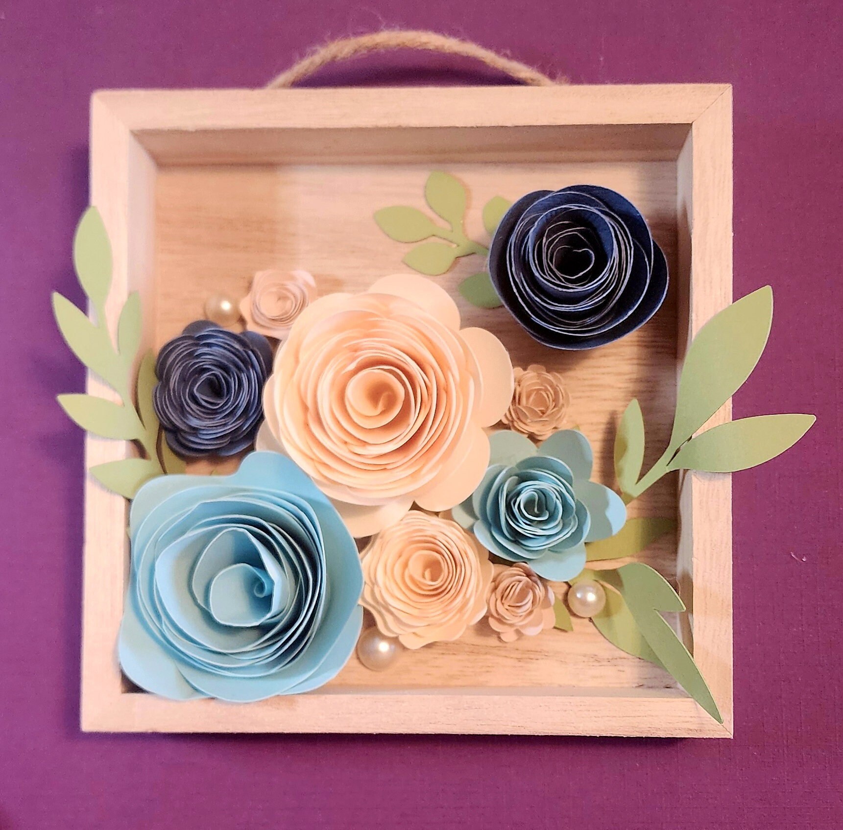 3D Paper Arrangement in Wooden Shadowbox - Etsy