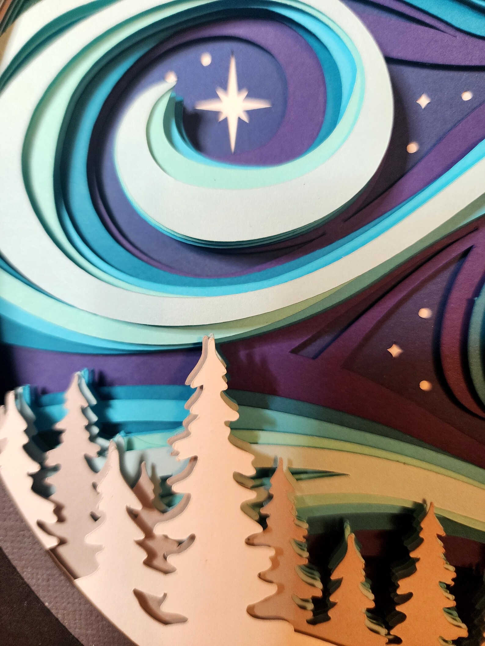 Northern Lights 3D Paper Art in Shadowbox - Etsy