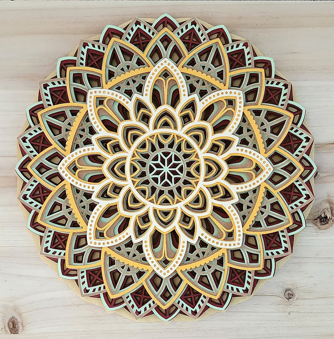 10" Mandala Multilayer Paper Art on Wooden Panel - Etsy