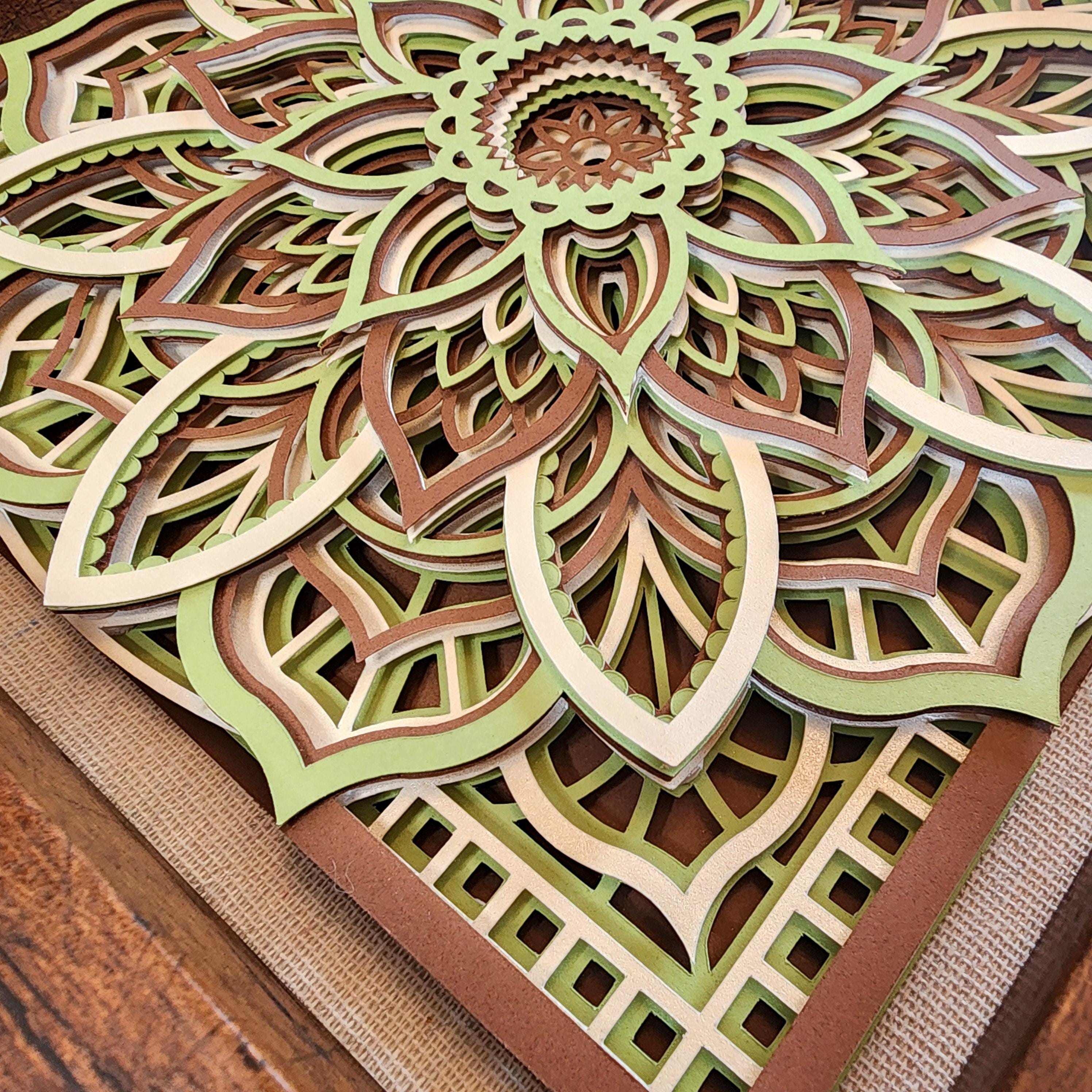 9" Multilayer 3D Paper Mandala in Wooden Shadowbox - Etsy