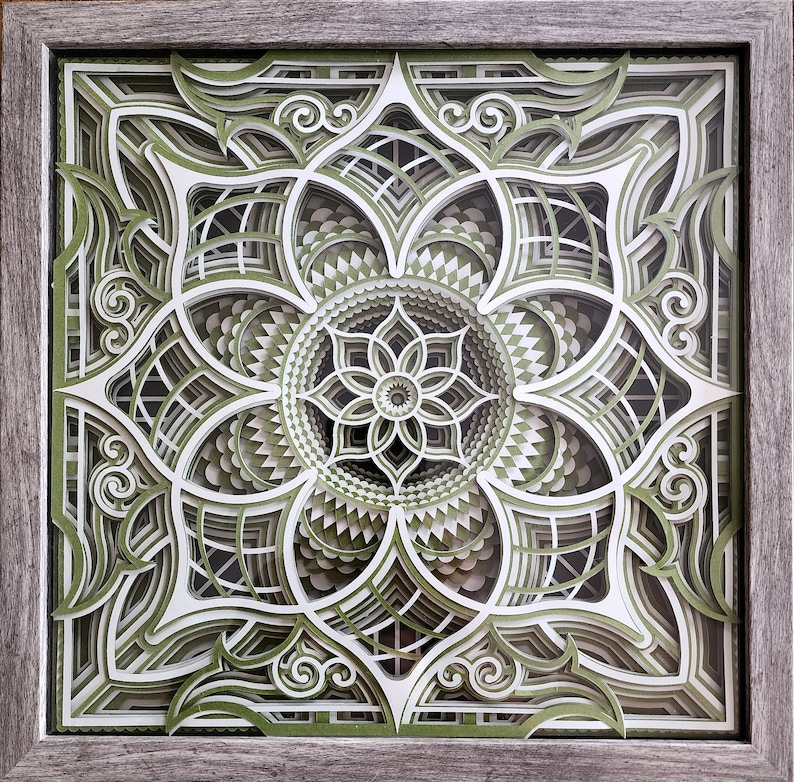 12" Multilevel 3D Paper Mandala With Frame - Etsy