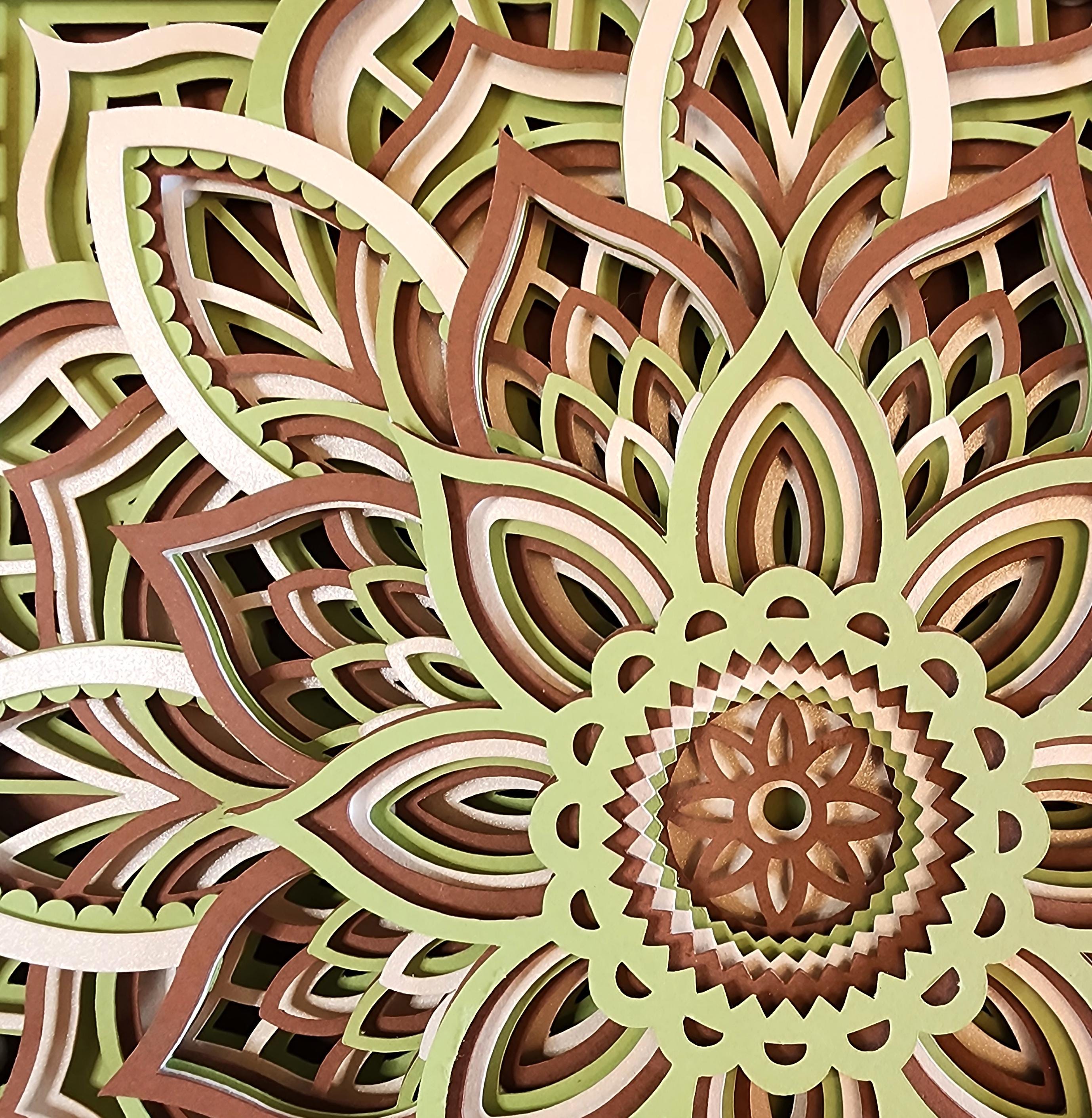 9" Multilayer 3D Paper Mandala in Wooden Shadowbox - Etsy