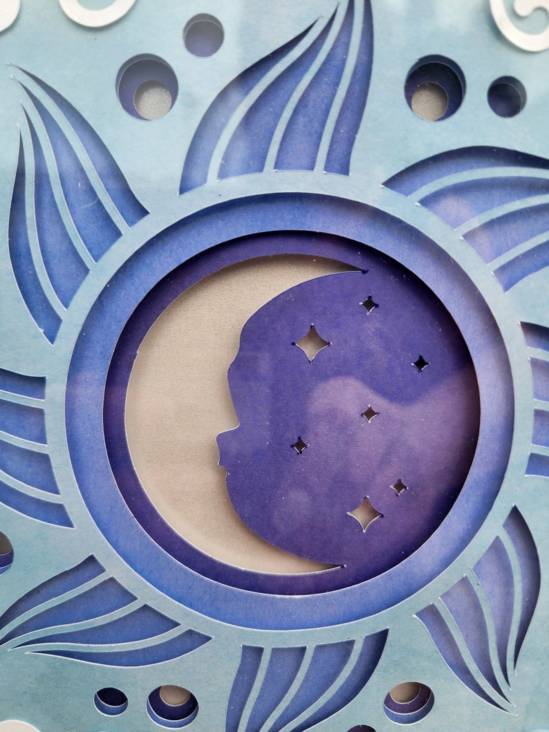 8" Sun and Moon Paper Art, Framed - Etsy