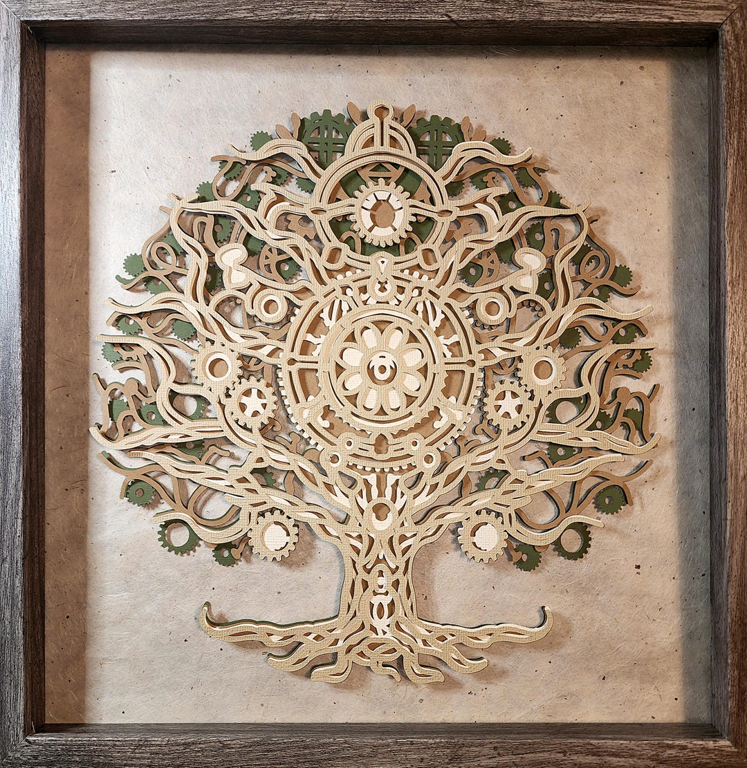 Tree With Cogs 3D Paper Art - Etsy