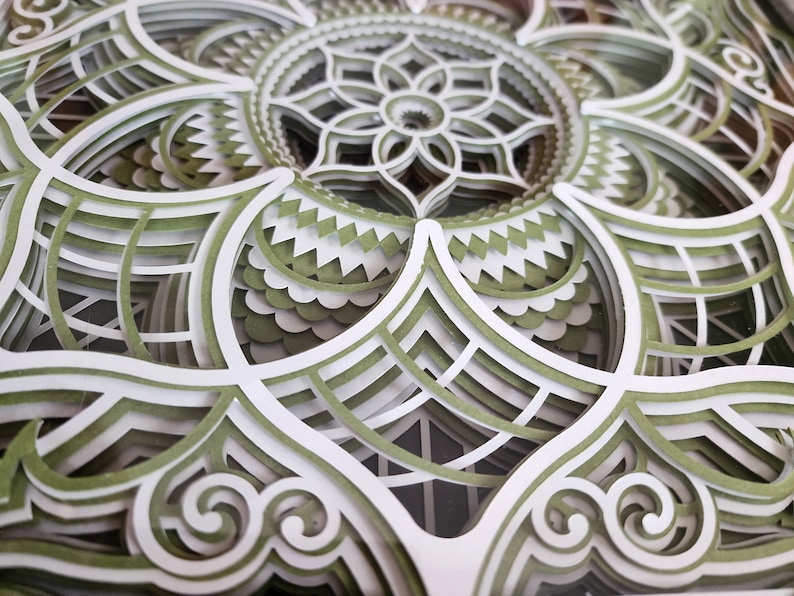 12" Multilevel 3D Paper Mandala With Frame - Etsy