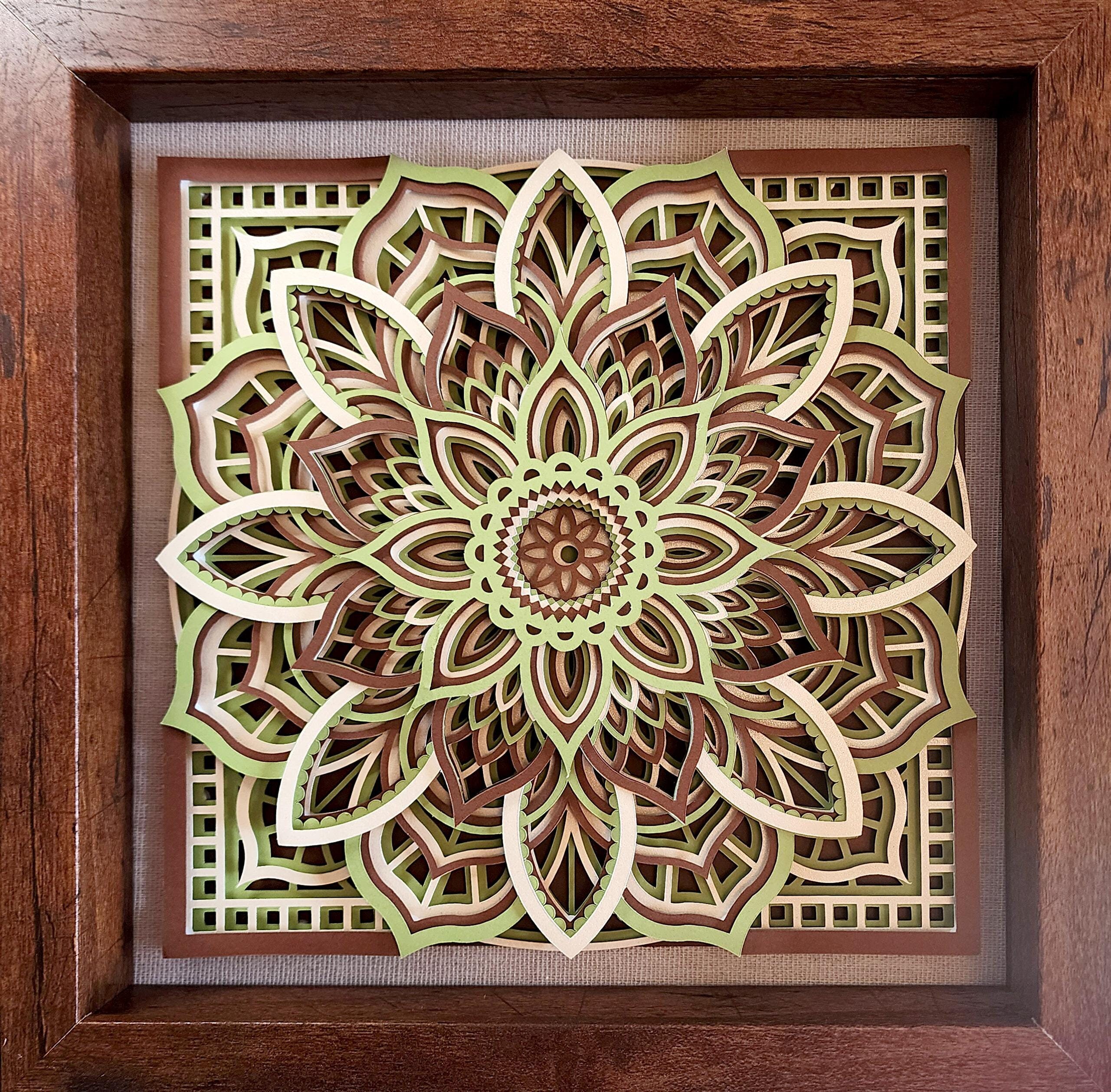 9" Multilayer 3D Paper Mandala in Wooden Shadowbox - Etsy