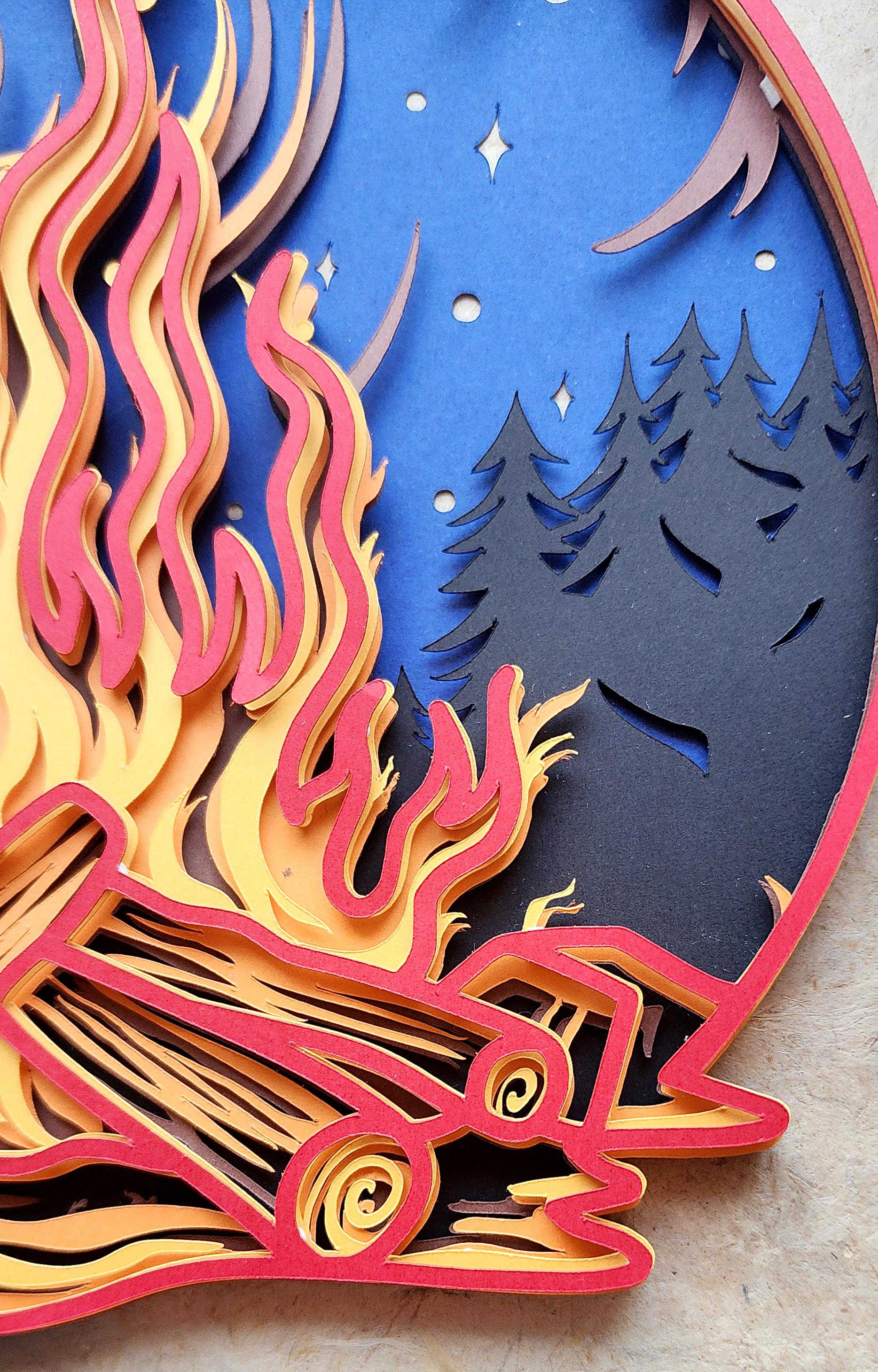 Campfire 3D Paper Art in Shadowbox - Etsy