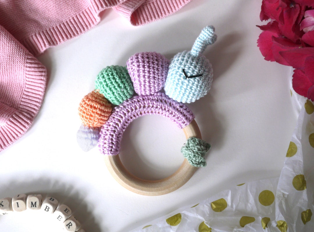 Hand-wiggle Fun: Personalized Caterpillar Rattle for Sensory Play ...