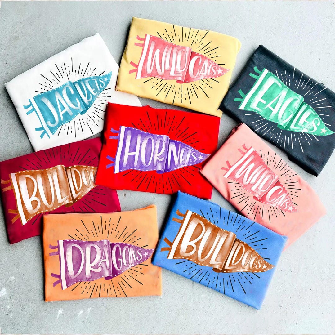 Custom Mascot Pennants Flag Shirt, Pennant Mascot Shirt, School Spirit ...
