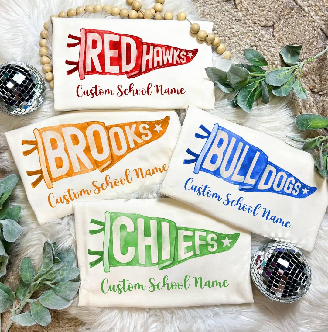 BELLA CANVAS Custom Vintage Watercolor Pennant Shirt, High School ...