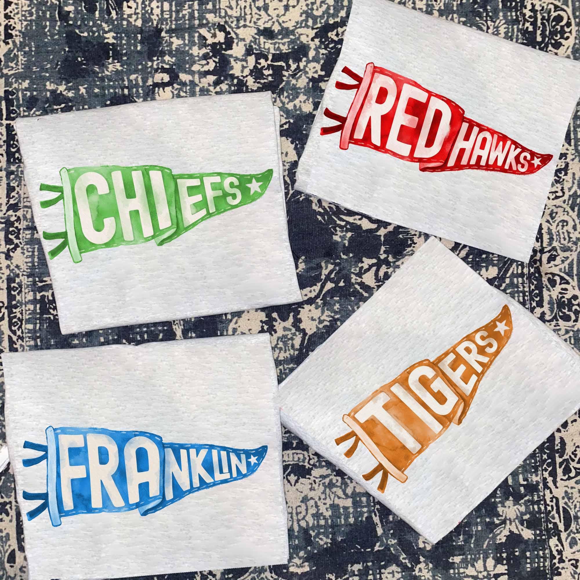 CUSTOM Vintage Watercolor Pennant Mascot Bella Canvas Shirt , High ...