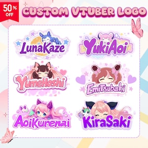 Custom Cute Logo, Cute Vtuber Logo Text, Chibi Logo, Kawaii Logo Text ...