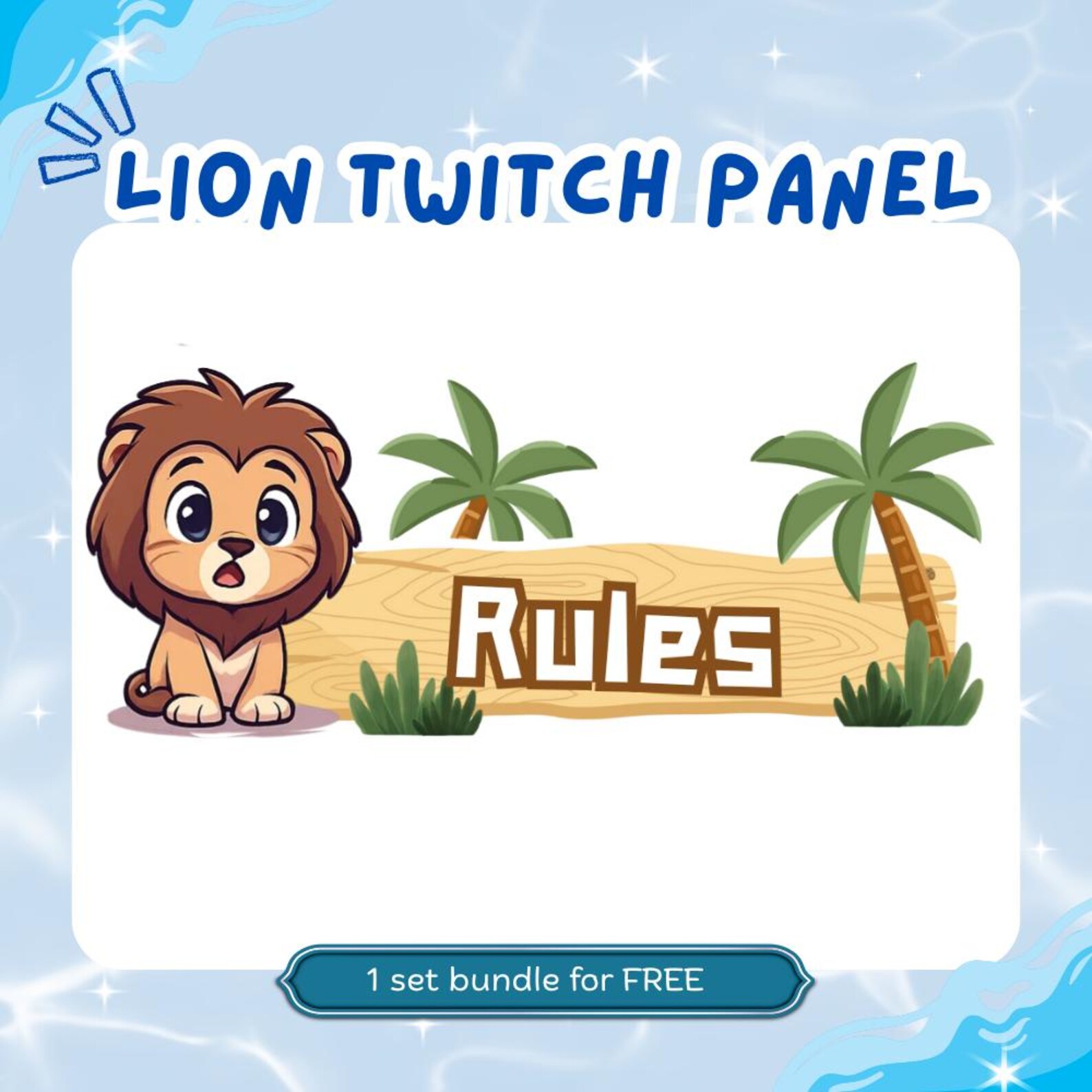 Chibi Lion Twitch Panels – Tropical Vtuber Stream Overlay (digital ...