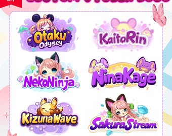 Custom Cute Logo, Cute Vtuber Logo Text, Chibi Logo, Kawaii Logo Text ...