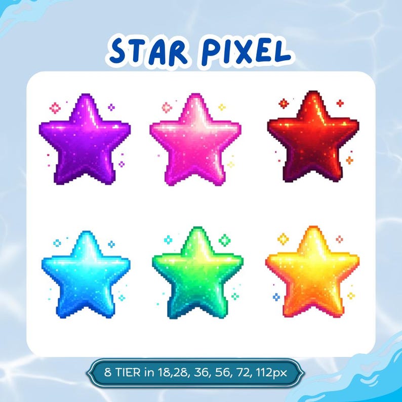 Star Pixel Sub Badges – 8 Tier Streamer Graphics (digital Download ...